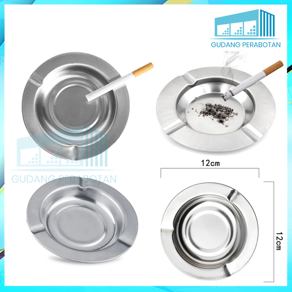 Jual GP paket 5 pcs ASBAK ROKOK STAINLESS STEEL/ASBAK SENG BULAT TEMPAT ...