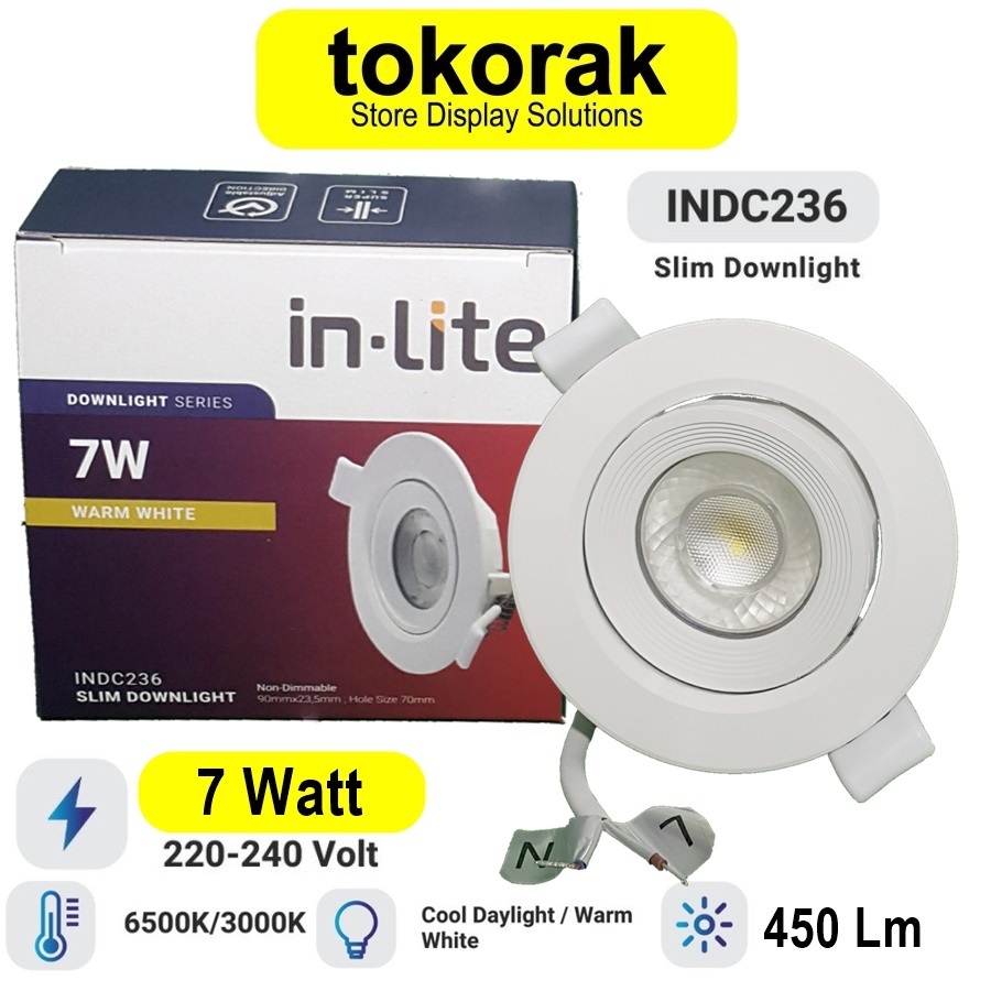 Jual IN LITE LAMPU SPOTLIGHT SLIM INDC236 7 W 7W 7WATT INLITE SPOT ...