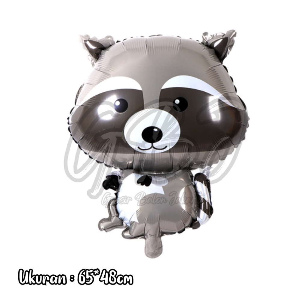 Jual Balon Foil JUMBO Woodland Animal / Karakter Binatang (Rakun, Rubah ...