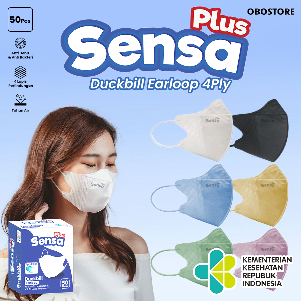Jual Masker Duckbill 4ply Earloop Sensa Plus isi 50pcs | Shopee Indonesia