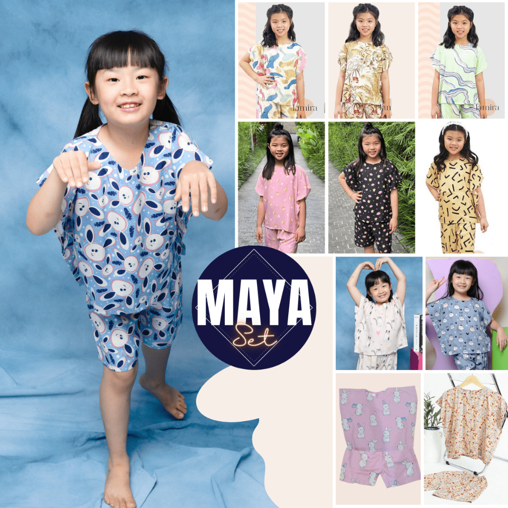 Jual Piyama Set Anak Cewe Rayon Setelan Baju Tidur Pendek Oneset Anak ...