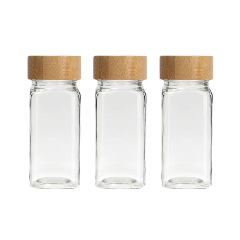 Jual BOTOL KACA BUMBU 120ML / TEMPAT BUMBU BUBUK TRANSPARAN TUTUP BAMBU ...