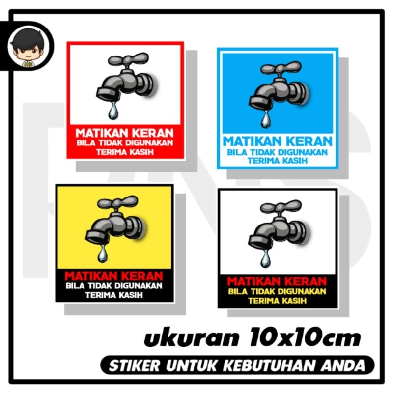 Jual stiker matikan keran air 10x10cm sticker | Shopee Indonesia