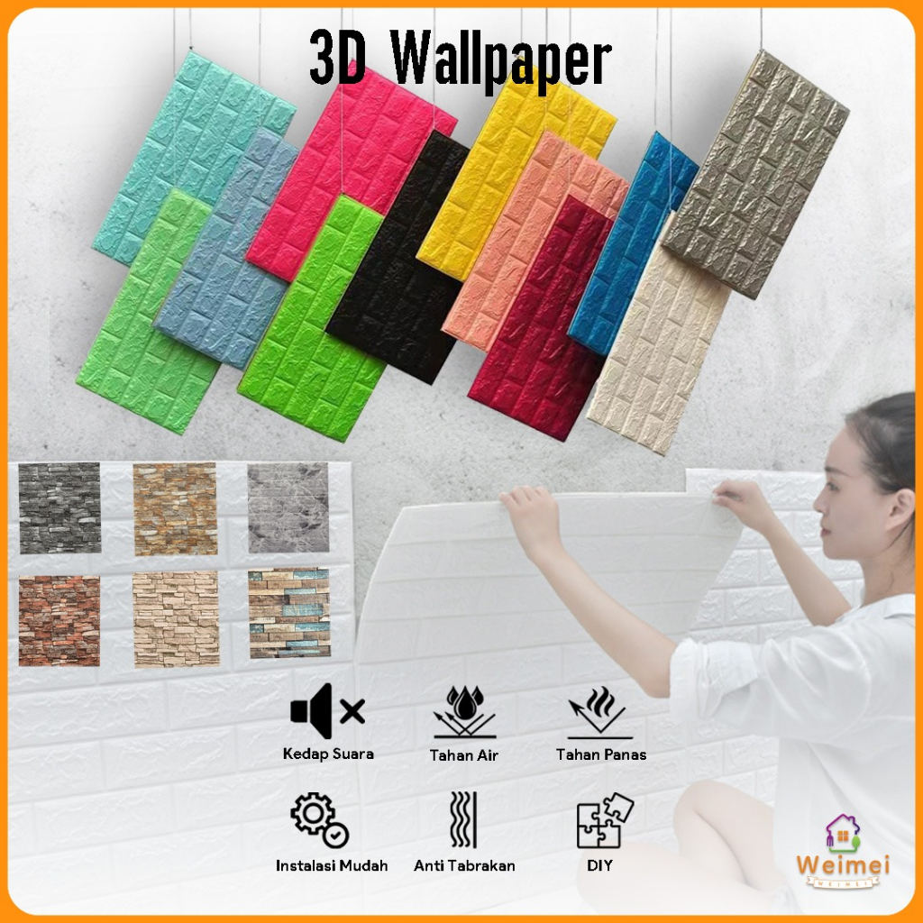 Jual 3D Wallpaper Dinding Foam Plafon Dekorasi Dinding Kamar Tidur DIY ...
