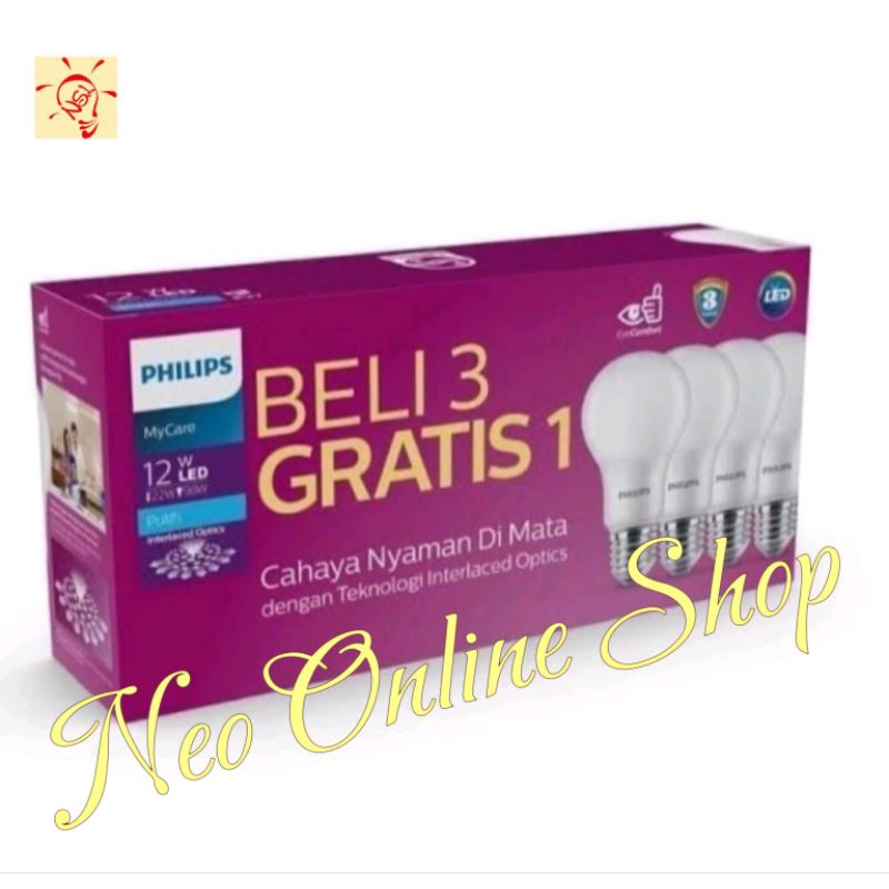 Jual Lampu Bohlam Bulb Led Mycare Philips Multipack Paket 12 Watt Putih/Cool Daylight (12W 12 W ...