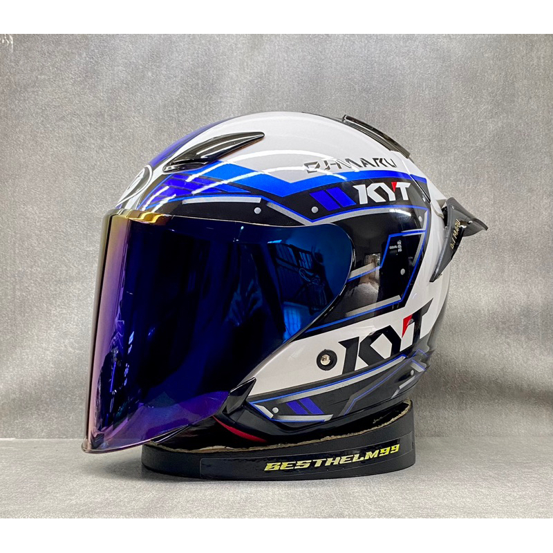 Jual Helm KYT DJ Maru #9 Blue I Paket Ganteng Visor Iridium - KYT Half Face | Shopee Indonesia