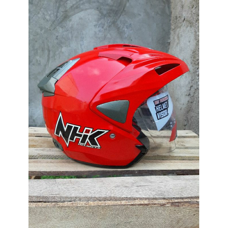 Jual Helm Nhk Predator Solid Red Doble Visor (Bekas) | Shopee Indonesia