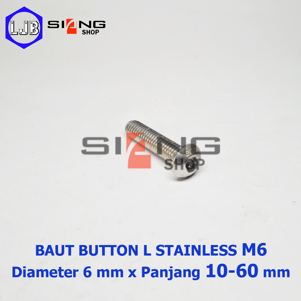 Jual Baut Button L M6 Stainless 304 A2-70 Panjang 10 sd 60 mm | Shopee Indonesia