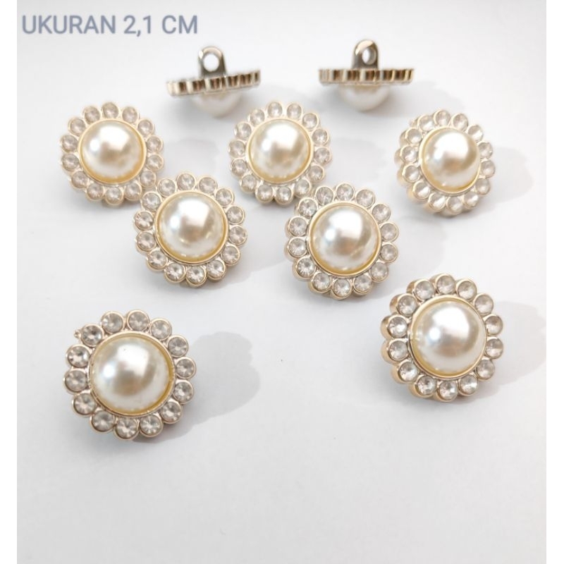 Jual 10 Pcs Kancing Mutiara Jamur Mewah List Bunga Ukuran 2,2 Cm ...