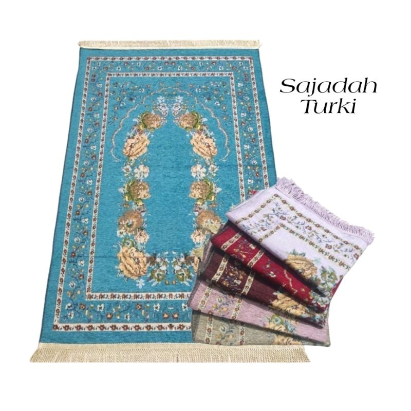 Jual Sajadah Turki Turkey Premium Rumbai Rajut Motif Bunga Perlengkapan ...