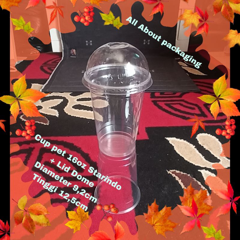 Jual Cup pet 16oz + Lid strawless 92 / Gelas plastik pet 16oz + tutup ...