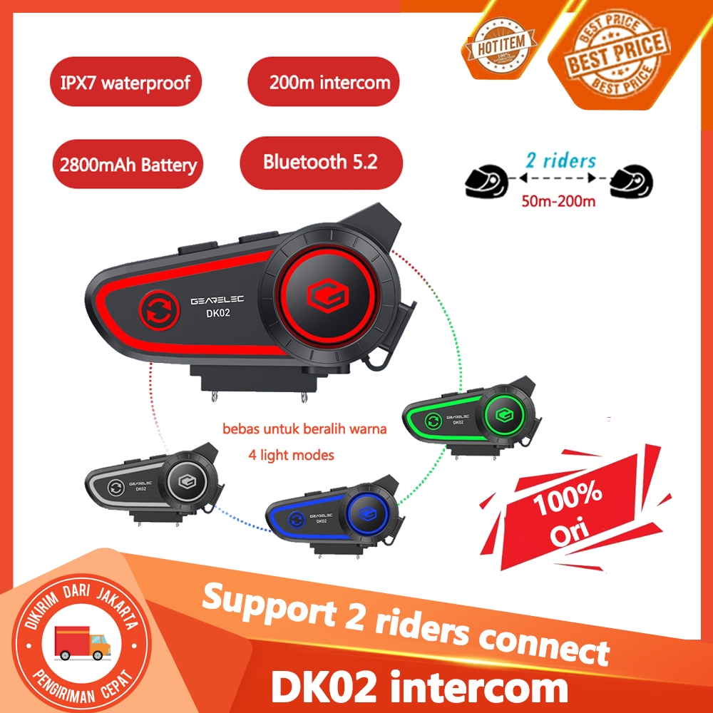 Jual Gearelec intercom BT5.2 DK02 Helm Bluetooth Headset Hands Free ...