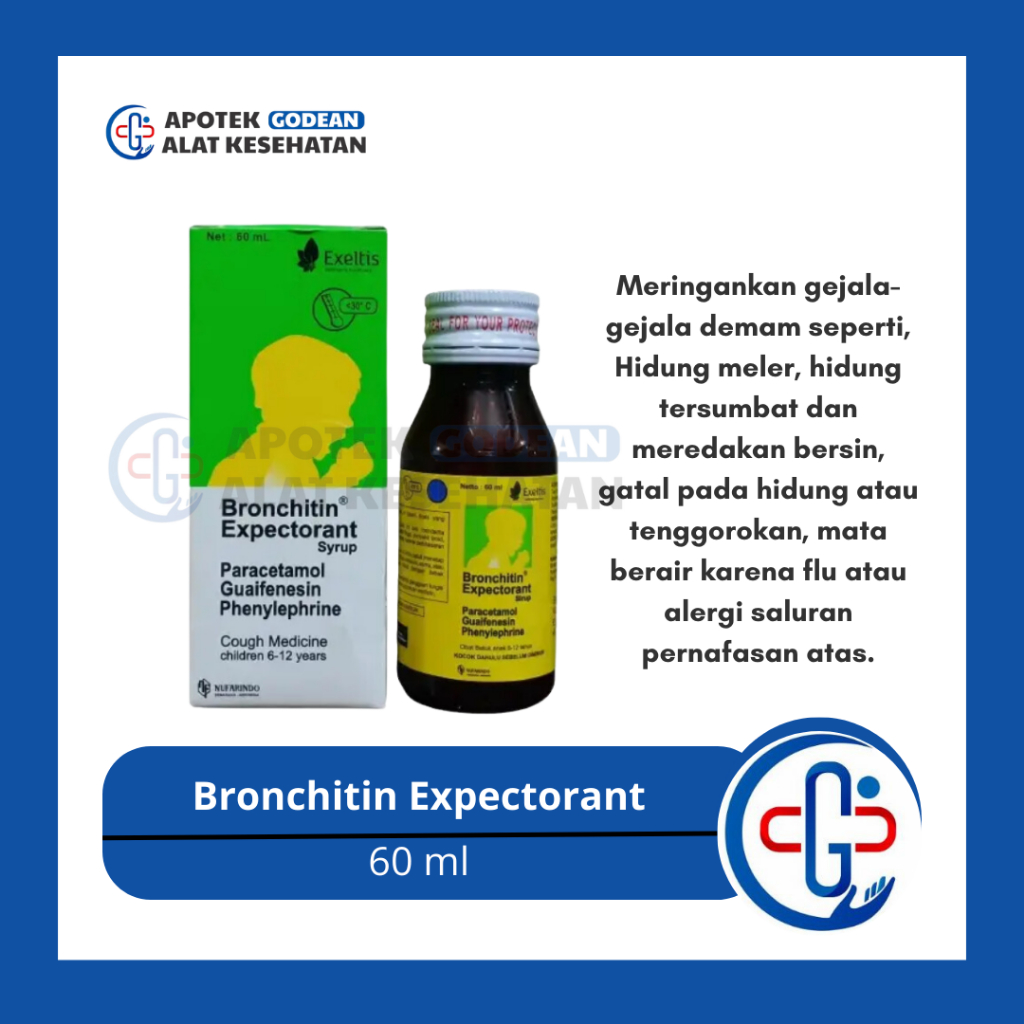 Jual Bronchitin Bronkitin Expektorant Obat Batuk Berdahak Sirup 60 ml ...