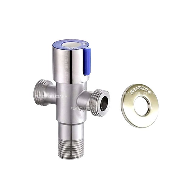 Jual Stop Kran Double 1/2 inch / Stop Keran Cabang Jet Shower Closet Duduk / Stop kran cabang ...