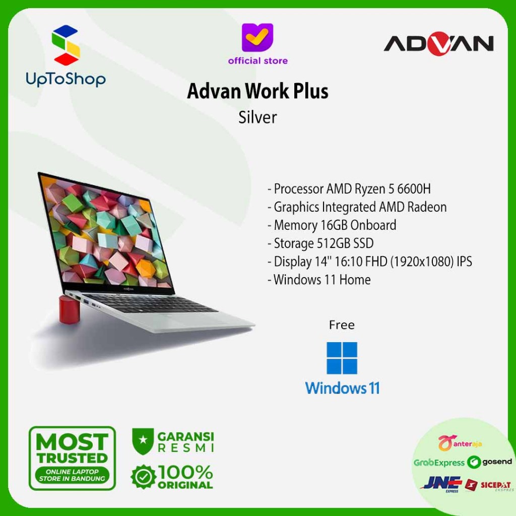 Jual Laptop Advan Workplus AMD Ryzen 5 6600H 16GB 512GB 14" FHD W11 ...
