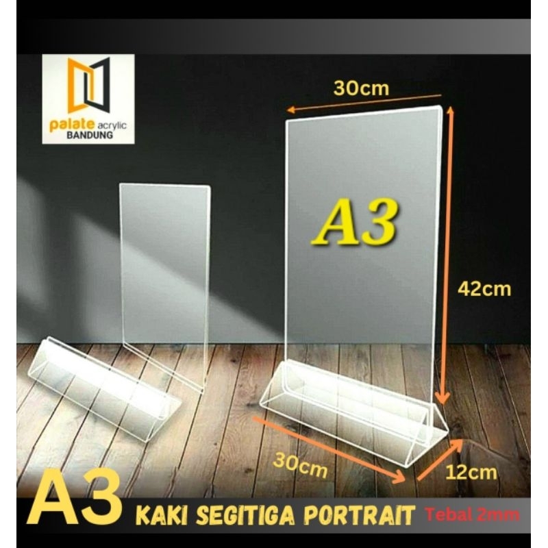 Jual AKRILIK STANDING KAKI SEGITIGA A3/ ACRYLIC TENT CARD A3 TEBAL 2MM ...
