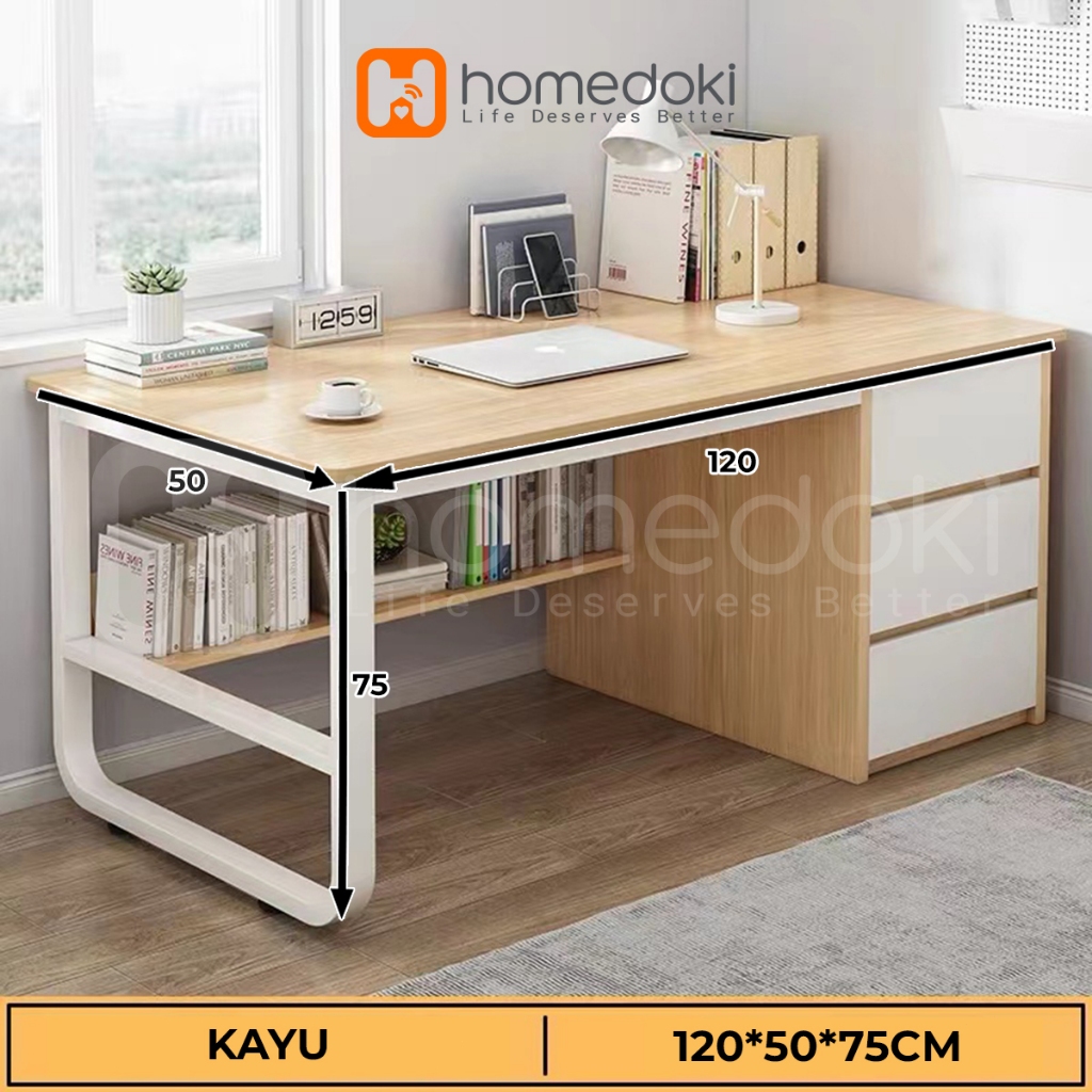 Jual Homedoki Meja Kantor / Meja Komputer / Meja Kerja Minimalis / 120cm Meja Belajar | Shopee ...