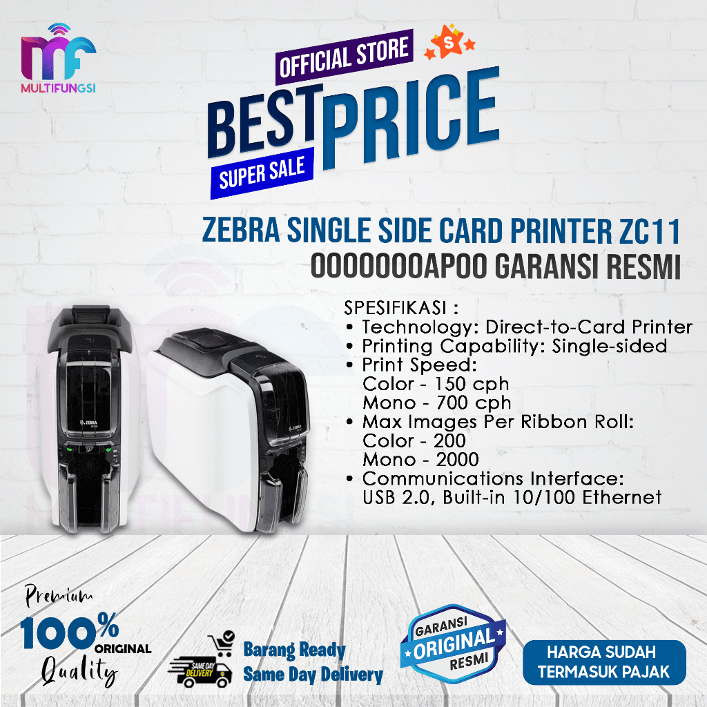 Jual ZEBRA Single Side Card Printer ZC11-0000000AP00 | Shopee Indonesia