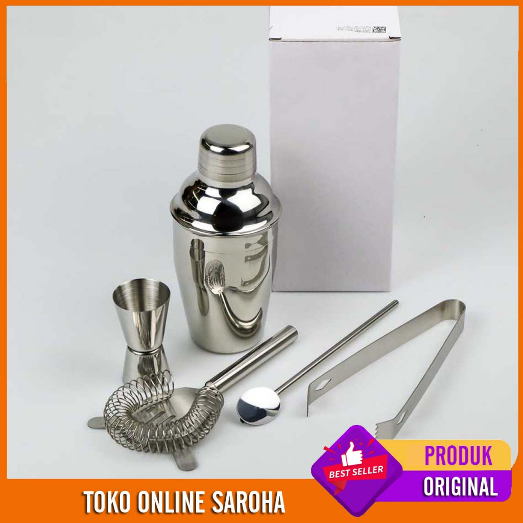 Jual Botol Shaker Stainless Set Bartender 5 in 1 Alat Pembuat Milkshake ...
