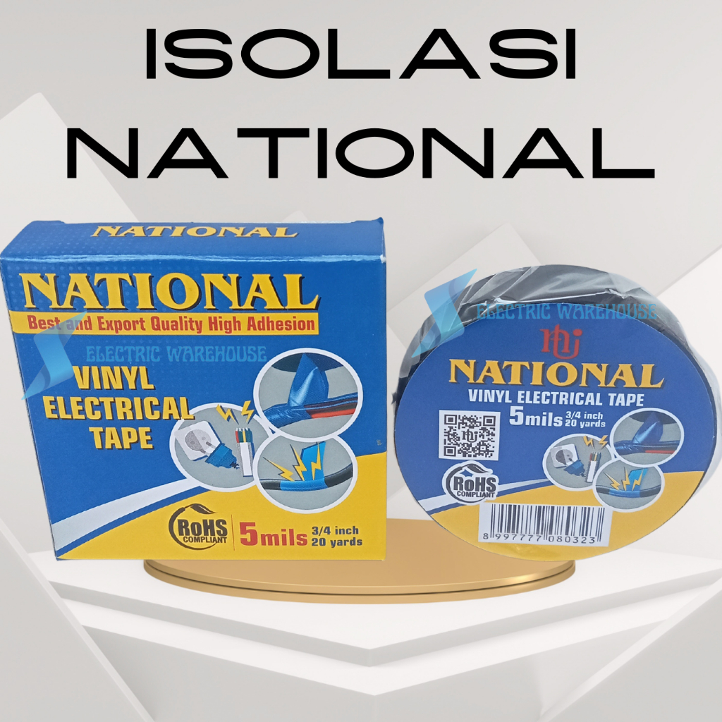 Jual ISOLASI KABEL LISTRIK NATIONAL HITAM SELOTIP / ELECTRIC TAPE ...