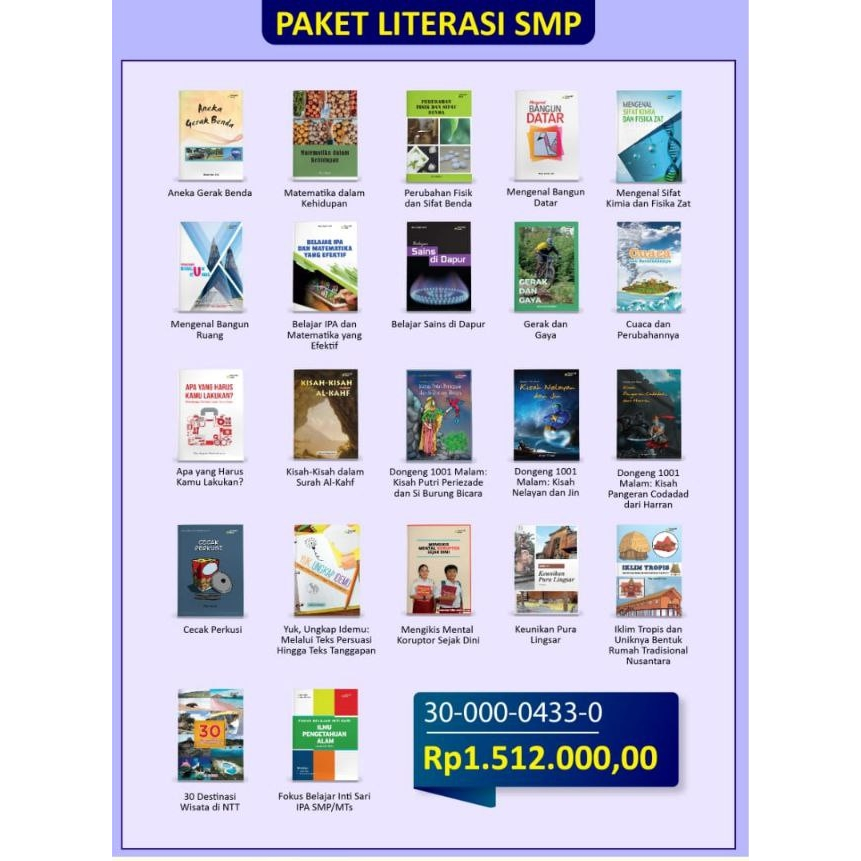 Jual PAKET LITERASI PERPUSTAKAAN SMP 22 BUKU | Shopee Indonesia