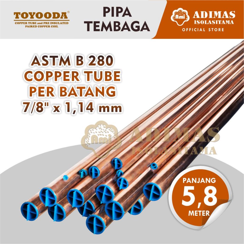 Jual Pipa Tembaga Toyooda Copper Tube Batang Lurus 7/8" x 0,045" (1,14 ...