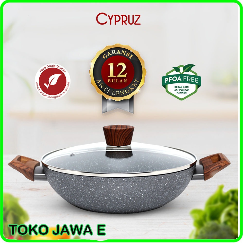 Jual KUALI CYPRUZ GREY MARBLE PAN SERIES Cypruz Kuali/Cypruz Wok Pan ...