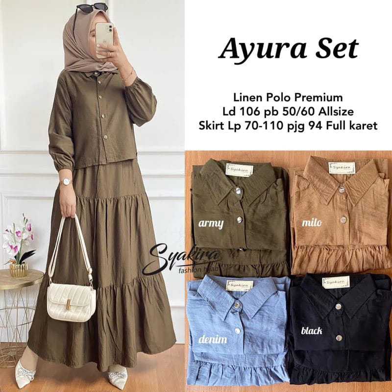 Jual AYURA ONE SET ROK CRINKLE AIRFLOW / SETELAN WANITA AYURA ROK REMPEL CRINKLE AIRFLOW LD 115 ...