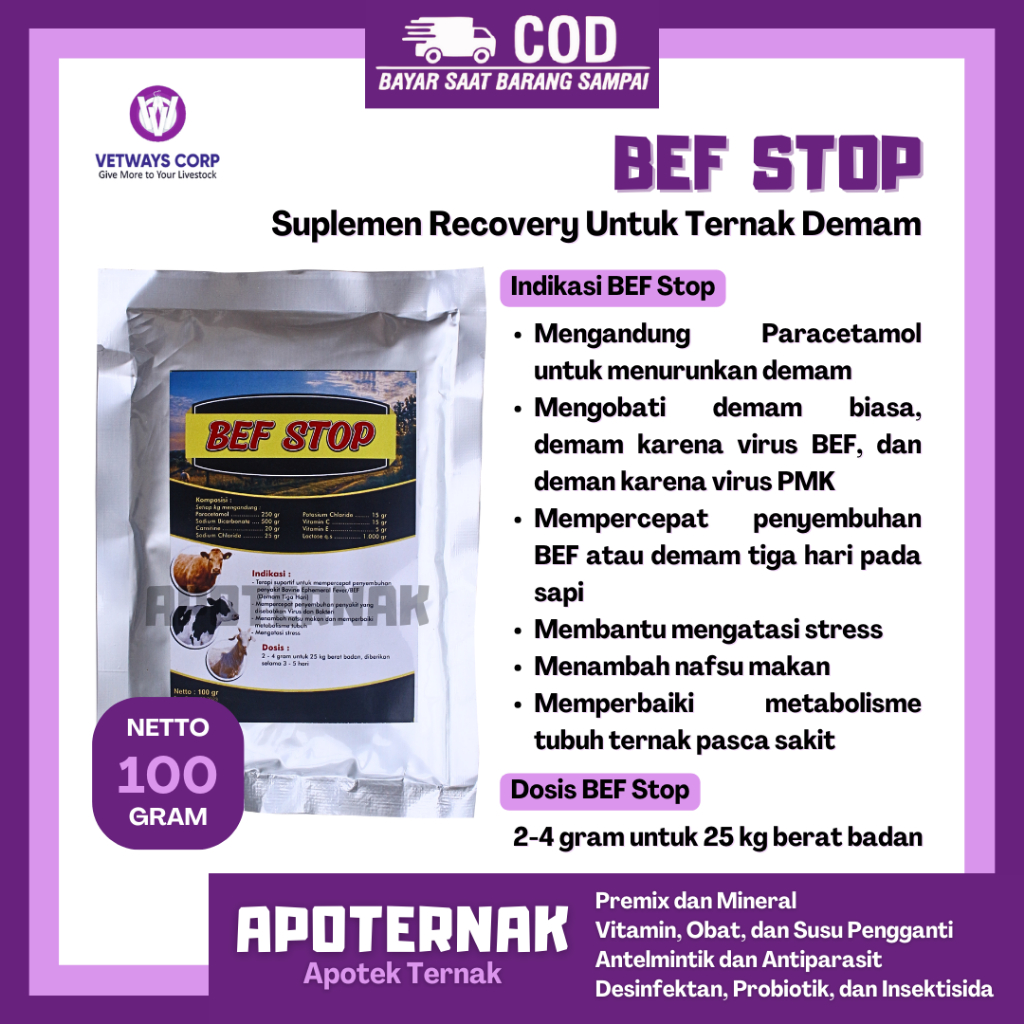 Jual BEF STOP 100 gram - Obat Sapi Ambruk Demam Panas Sapi Kambing ...