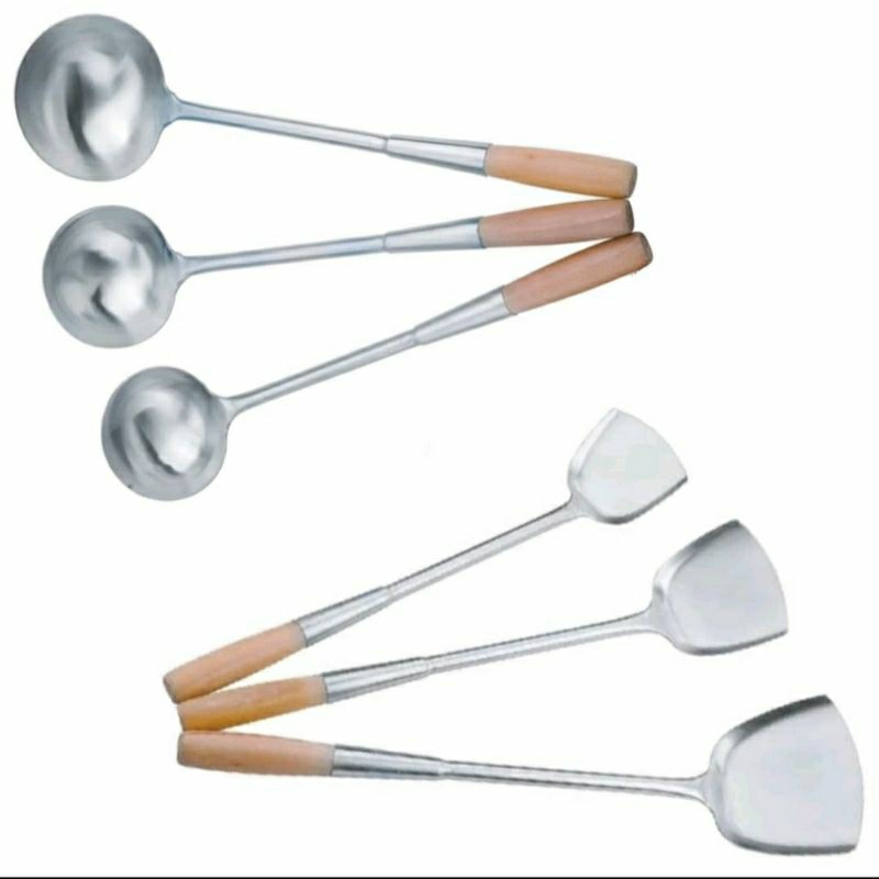 Jual SODET SPATULA GAGANG KAYU/ SENDOK SOP CENTONG GAGANG KAYU PANJANG ...