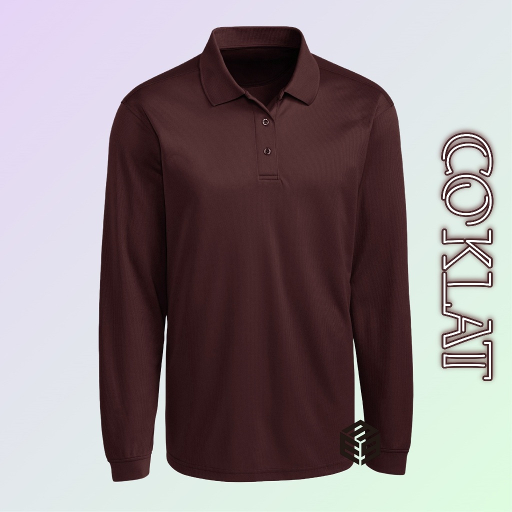 Jual Kaos Polo Shirt Coklat Tua Lengan Panjang / Kaos kerah Polos Panjang Dark Brown | Shopee ...