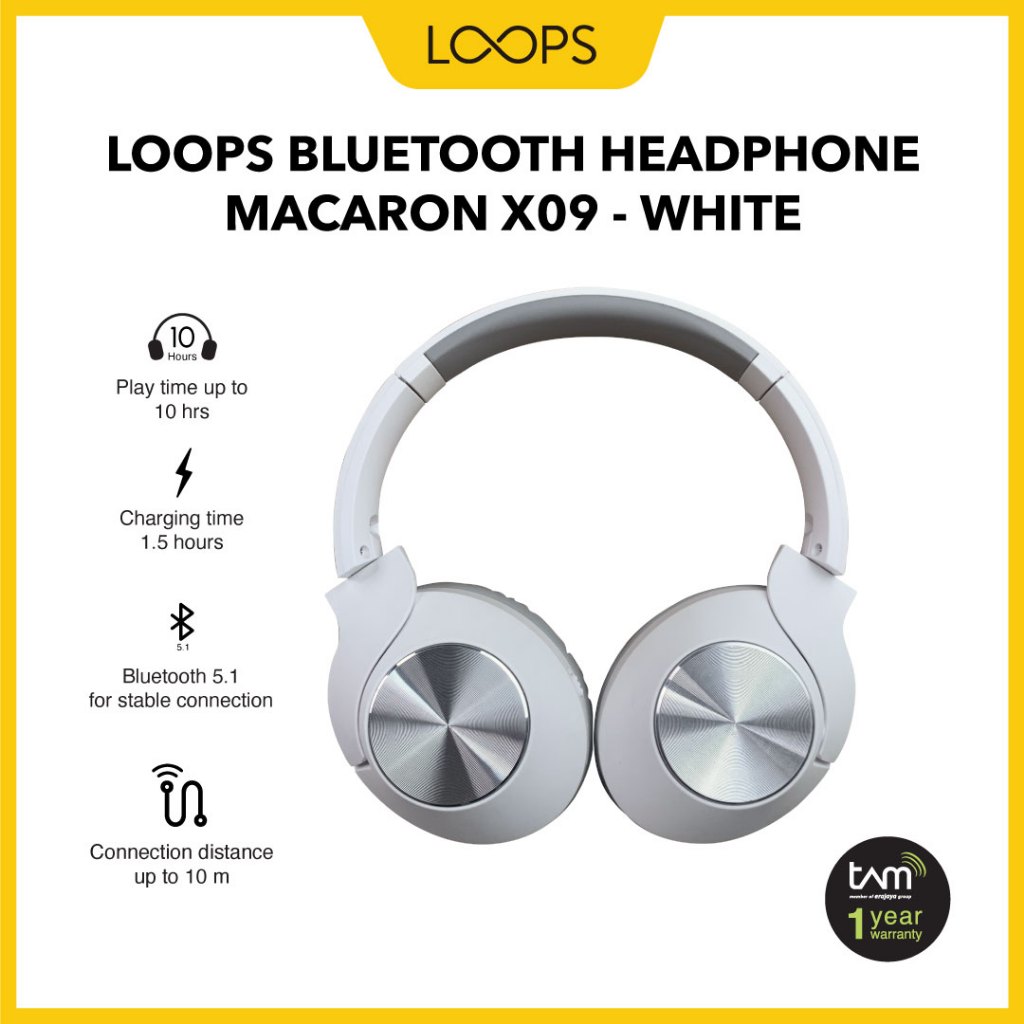 Jual Loops Bluetooth Headphone Macaron X09 - White | Shopee Indonesia