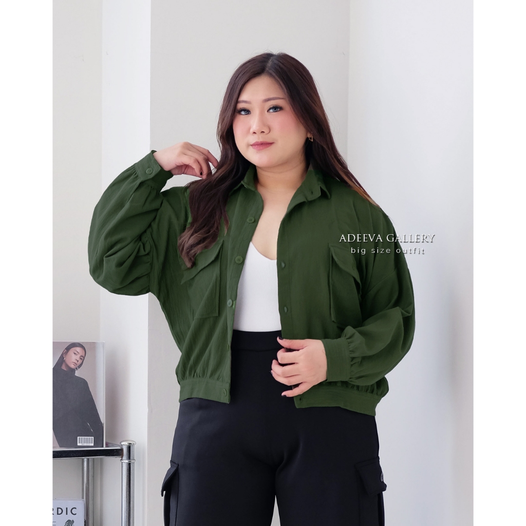 Jual ADEEVA Jisoo Outer Crop | Kemeja Oversize Crop | Shopee Indonesia