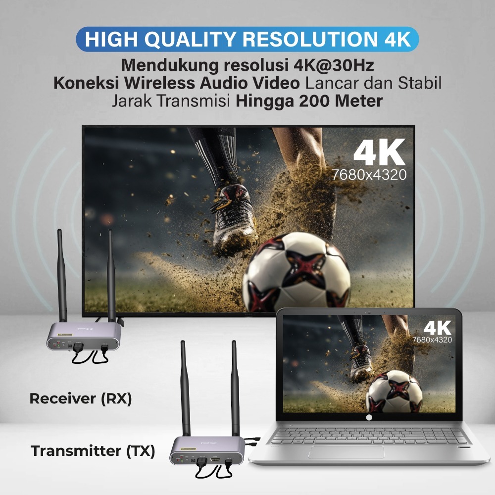 Jual Wireless Video Transmitter Receiver Monitor Audio 4K PX WTR-2100 ...