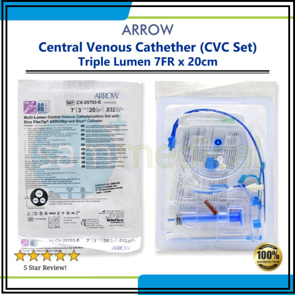Jual ARROW Central Venous Catheter (CVC Set) Triple Lumen 7FR x 20cm | Shopee Indonesia