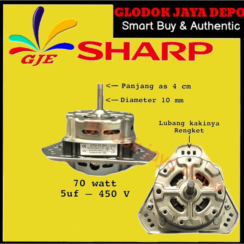 Jual MOTOR MESIN CUCI 2TABUNG SPIN DINAMO PENGERING SHARP 70WATT 10MM | Shopee Indonesia