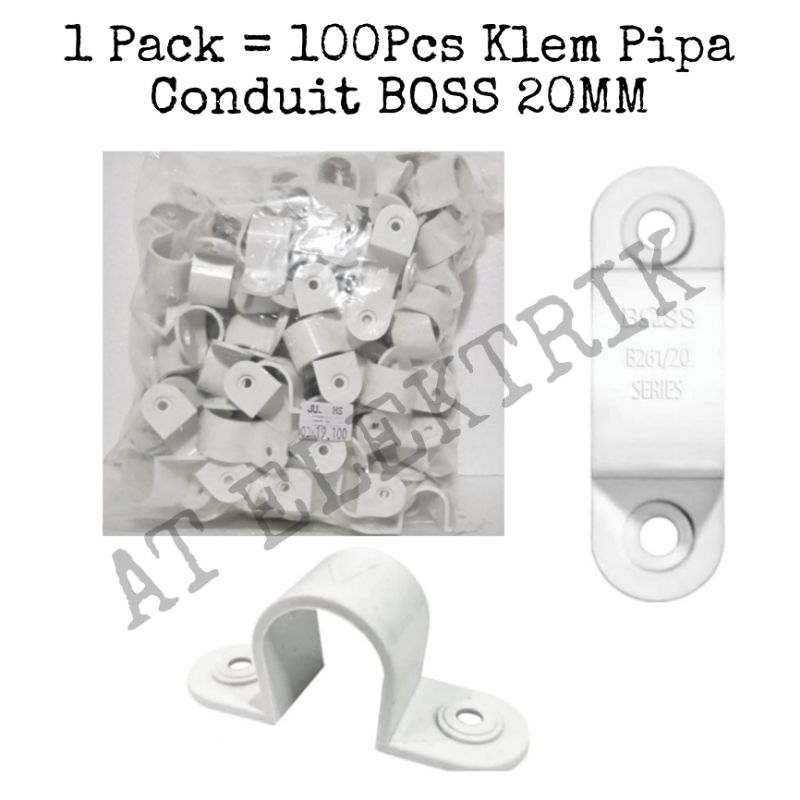 Jual ( Harga 1 Pck = 100 Pcs ) Klem Pipa Conduit BOSS 20MM / Cekak Pipa ...