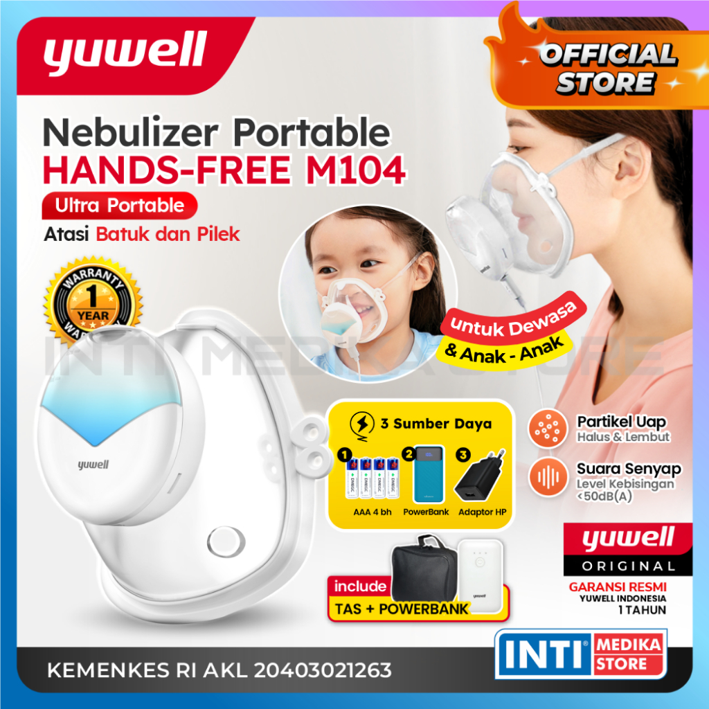 Jual YUWELL - Nebulizer Portable HANDSFREE M104 | Air Compressor ...