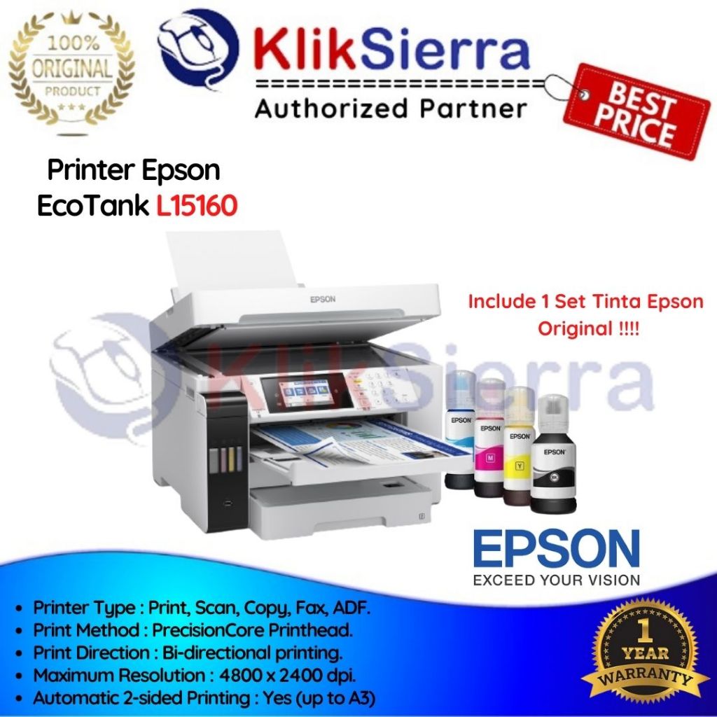 Jual EPSON L15160 EcoTank A3 WiFi Duplex All In One Ink Tank Printer ...