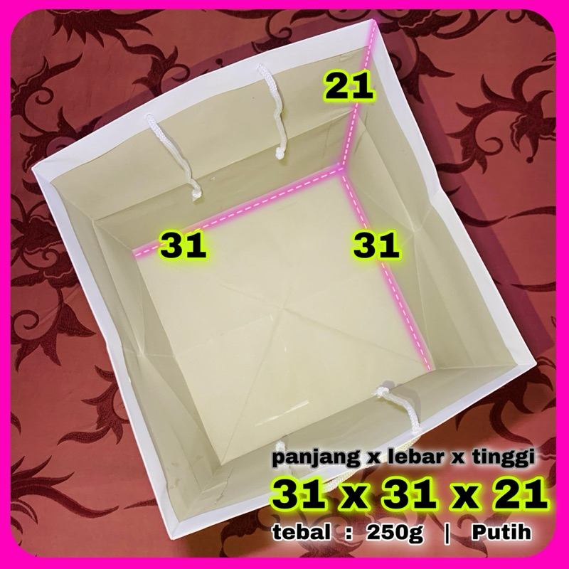 Jual paper bag cake kue tumpeng 31 x 31 / paperbag kotak polos persegi ...
