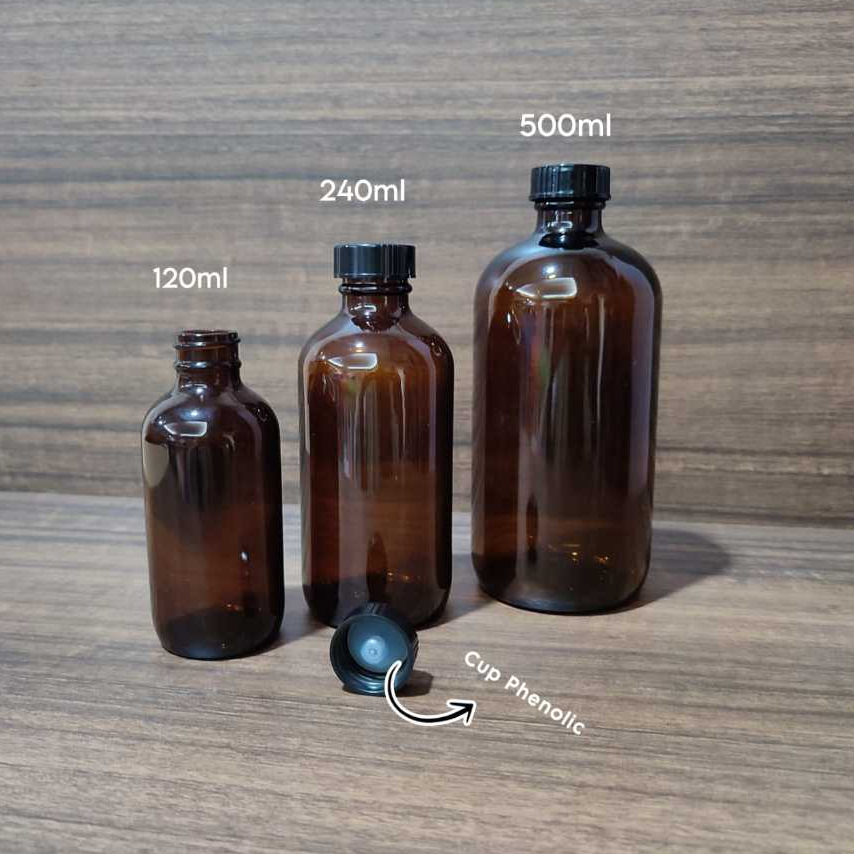 Jual Botol kaca 120ml 240ml 500ml Amber Botol Juice Kopi Boston Round ...