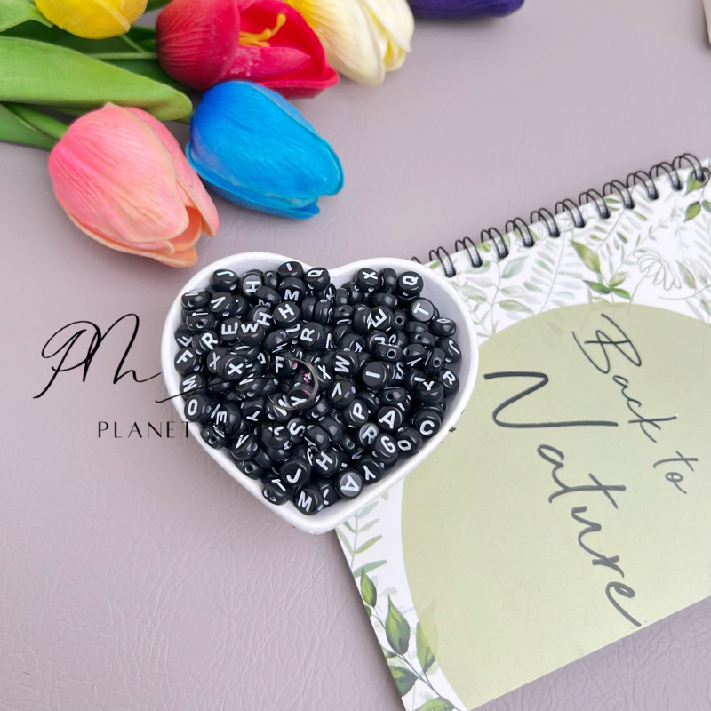 Jual Manik Mote Huruf Alfabet Bulat Transparant Pastel (15 gr) | Shopee ...