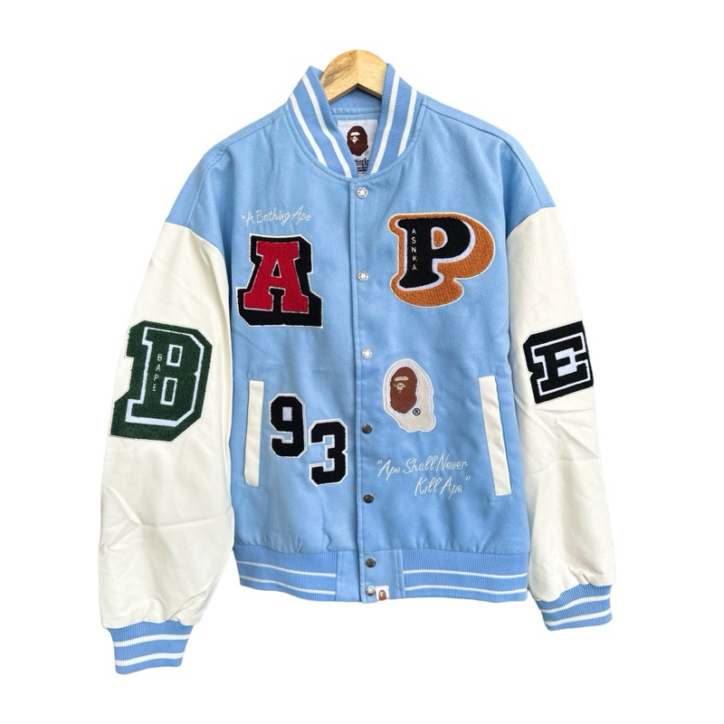 Jual BAPE varsity jacket blue unisex | Shopee Indonesia