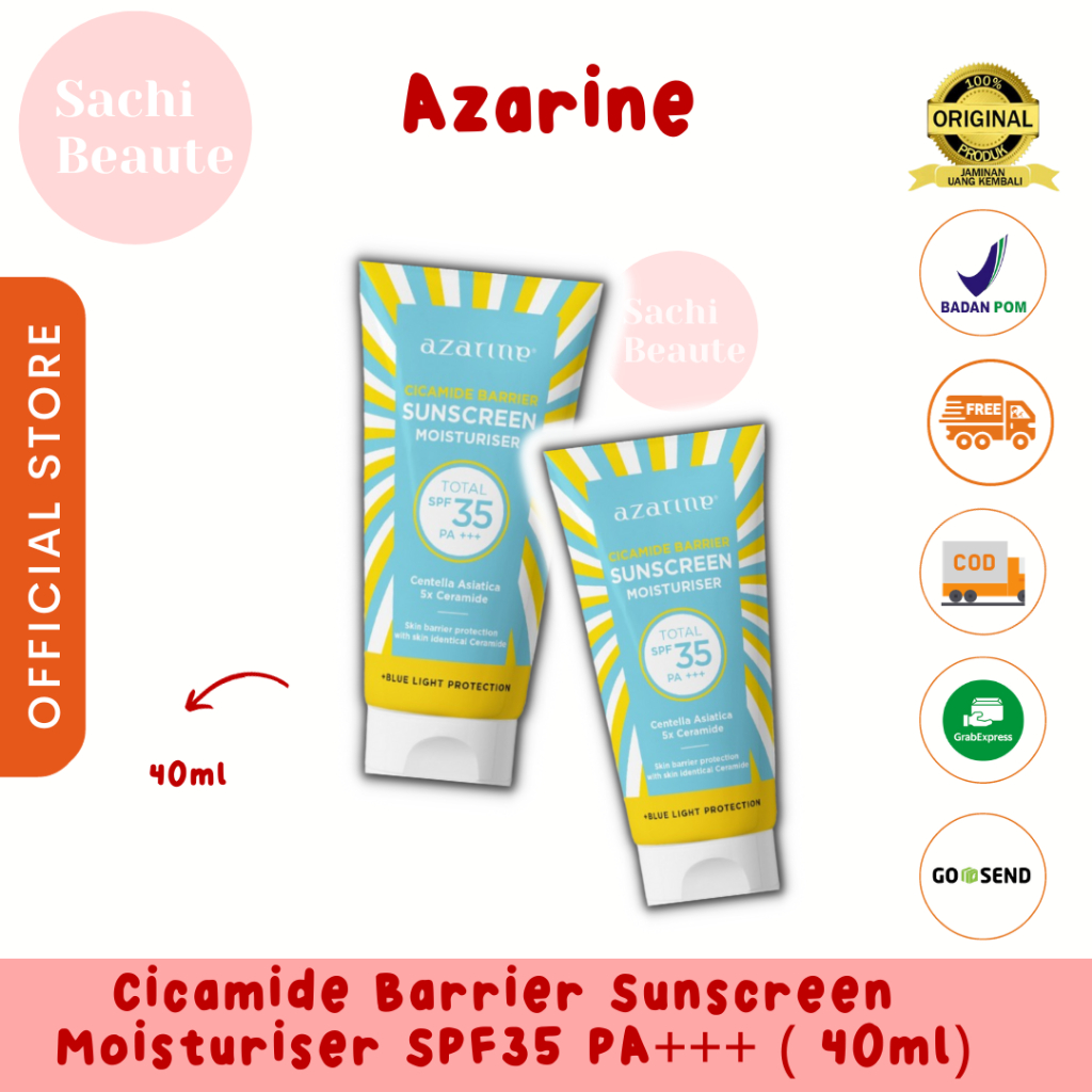 Jual Azarine Cicamide Barrier | Calm My Acne Sunscreen Moisturizer 40ml ...
