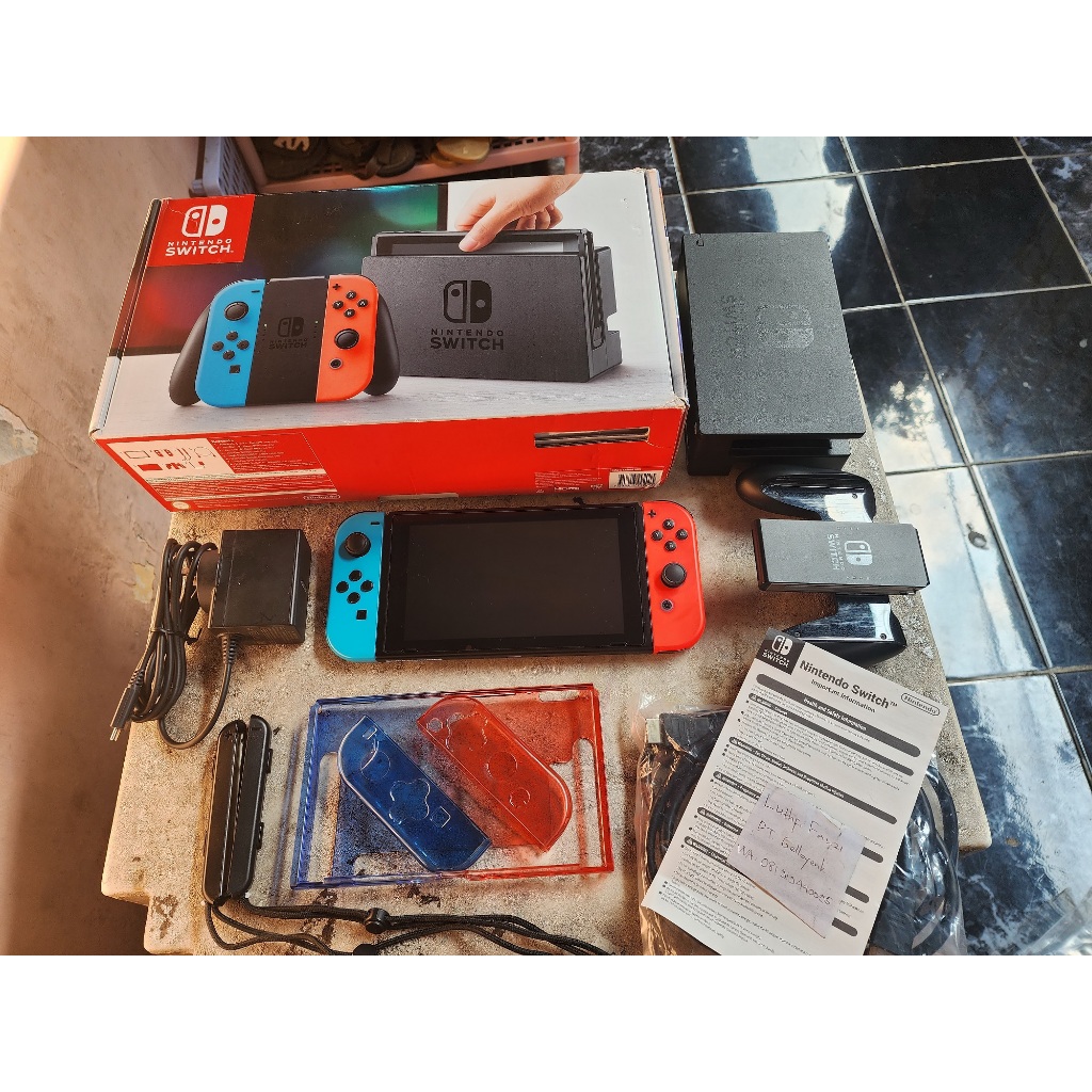 Jual Nintendo Switch v1 Neon Red Blue Fullset 19 | Shopee Indonesia