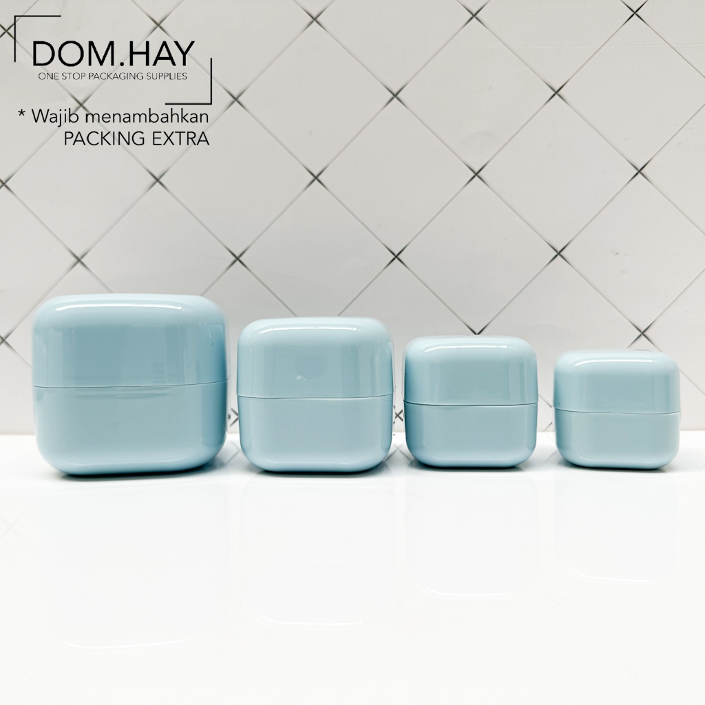 Jual Pot Cream Kotak Pastel Biru SQ Plastik Double Layer Skin Care ...