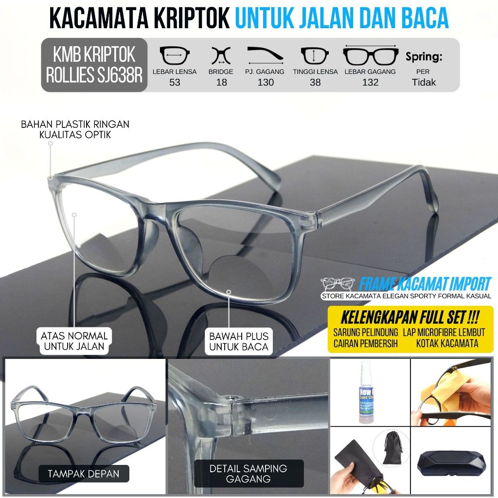 Jual Kacamata Double Fokus Jalan Dan Baca Plus +100 sd +300 Plastik ...