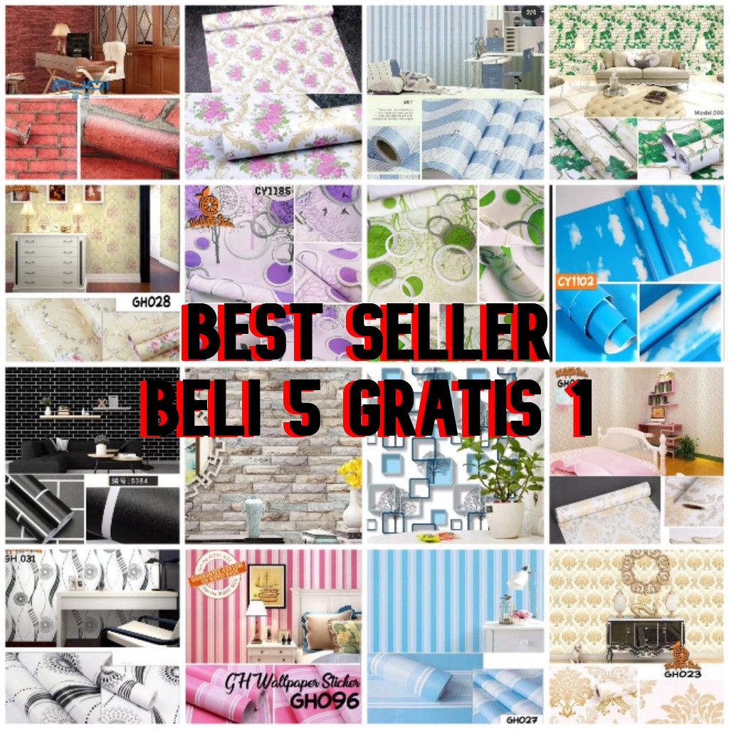 Jual BELI 5 GRATIS 1 // COD Wallpaper Sticker Dinding Motif Polos Putih ...
