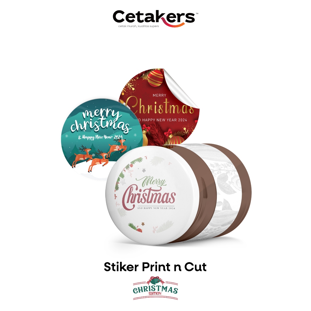 Jual CETAK STIKER VINYL CROMO TOPLES MAKANAN BULAT NATAL MERRY ...