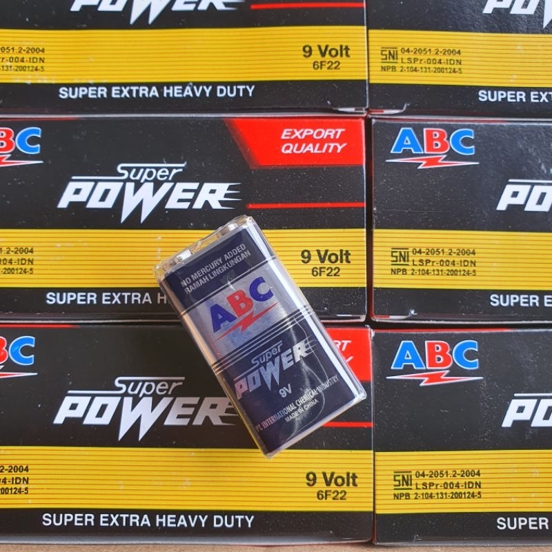 Jual BATERAI BATTERY ABC SUPER POWER 9VOLT 9V | Shopee Indonesia